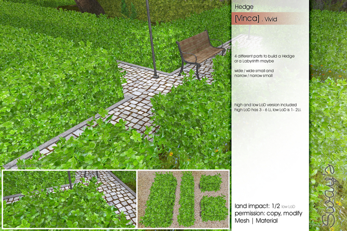 Second Life Marketplace - Sway's [Vinca] Hedge . Vivid